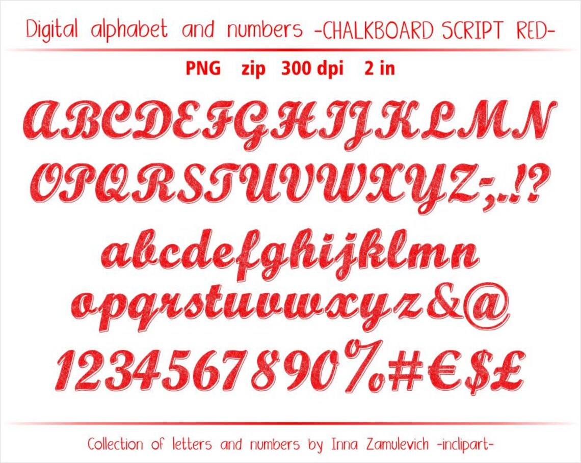 Red Chalk Alphabet /numbers Letters & Symbols Clip Art. | Etsy