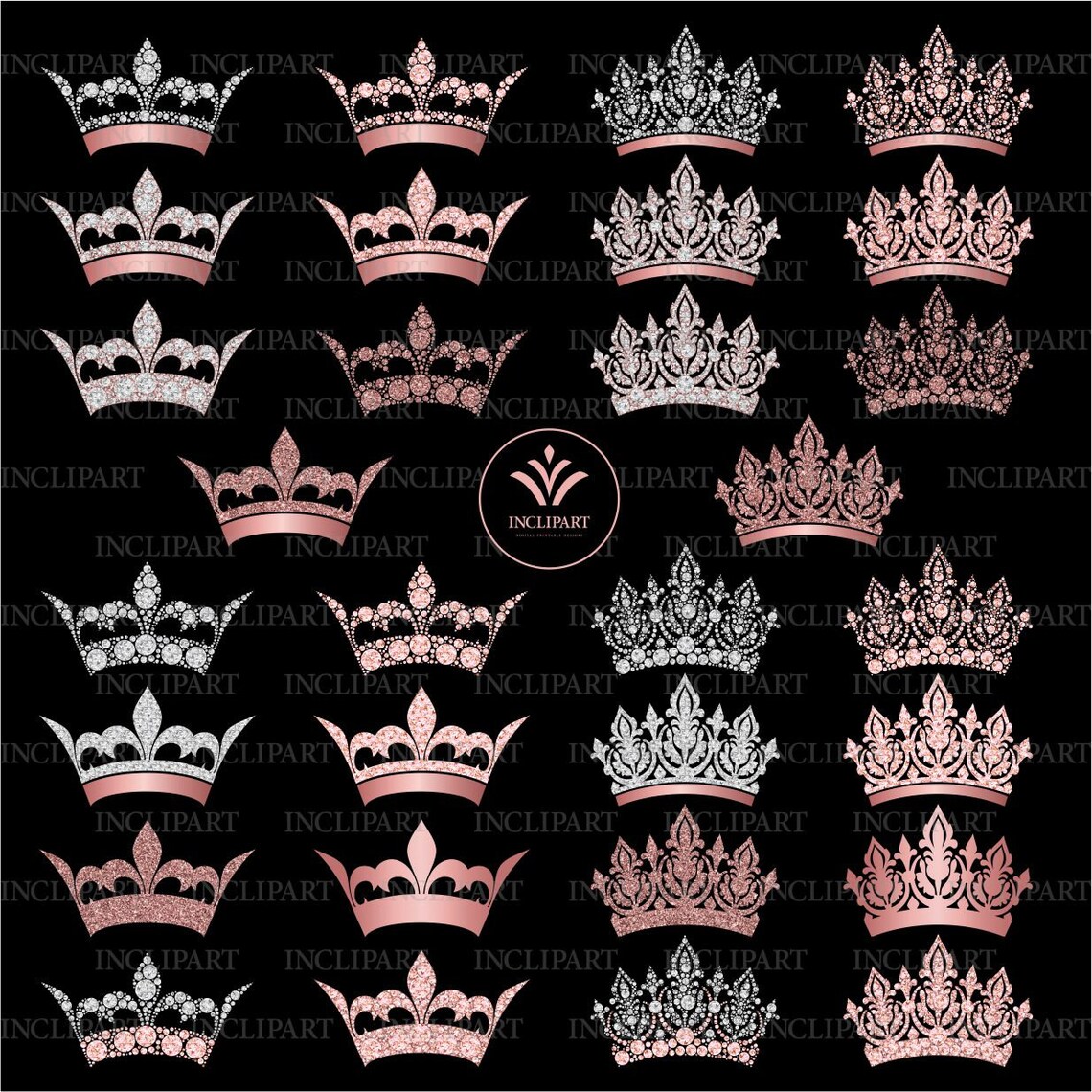 Crown Clipart PNG. Rose Gold Ladies Girls Bridal Crowns - Etsy UK