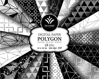 Geometric Polygon Backgrounds Digital Paper Clip Art. | Etsy