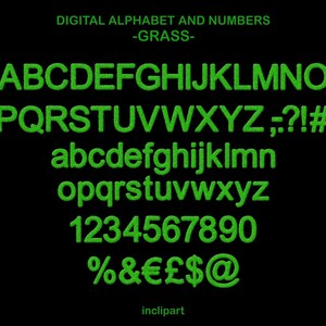 Grass Alphabet and Number Clipart. Green Grass Letters Numbers Clip Art ...