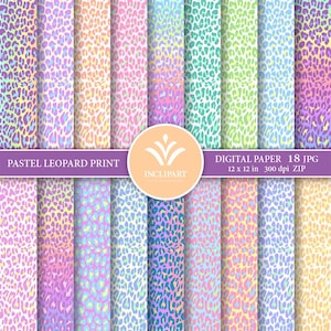 Pastel Leopard, Cheetah Print Seamless Digital Paper. Set of 18 JPG ...