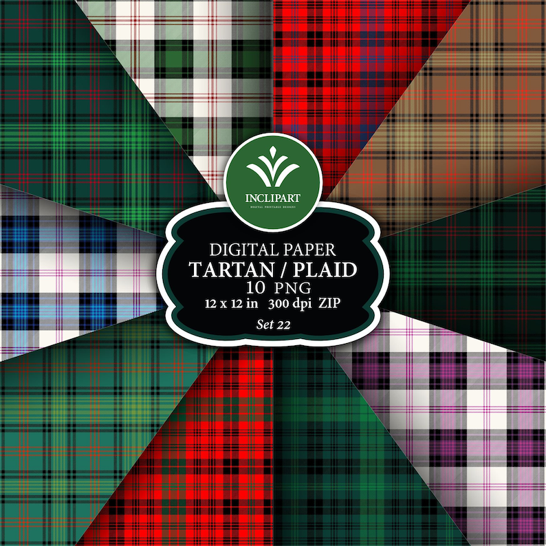Tartan Digital Paper Clipart PNG File Format. Scottish Tartan | Etsy UK