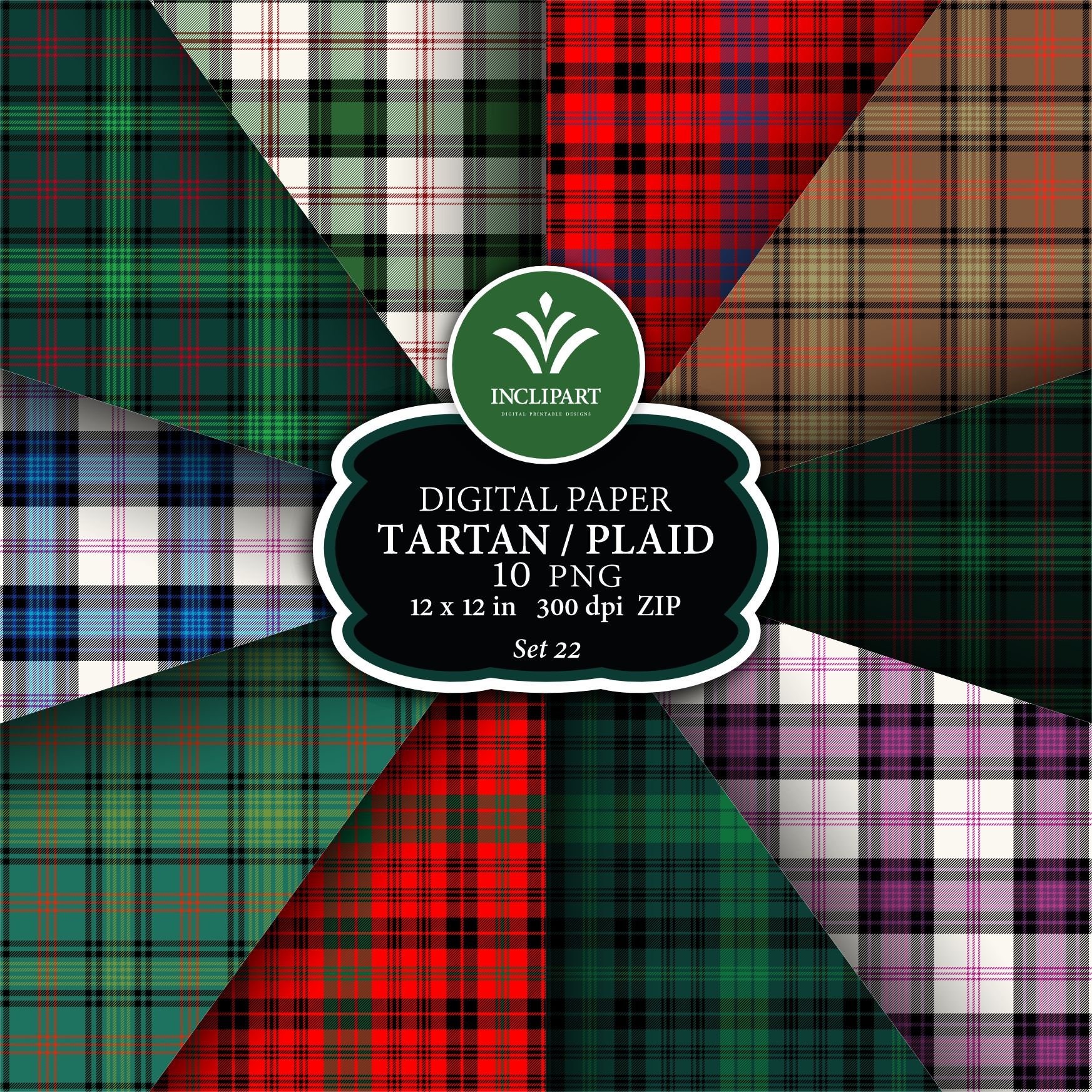 Tartan Digital Paper Clipart PNG File Format. Scottish Tartan | Etsy UK