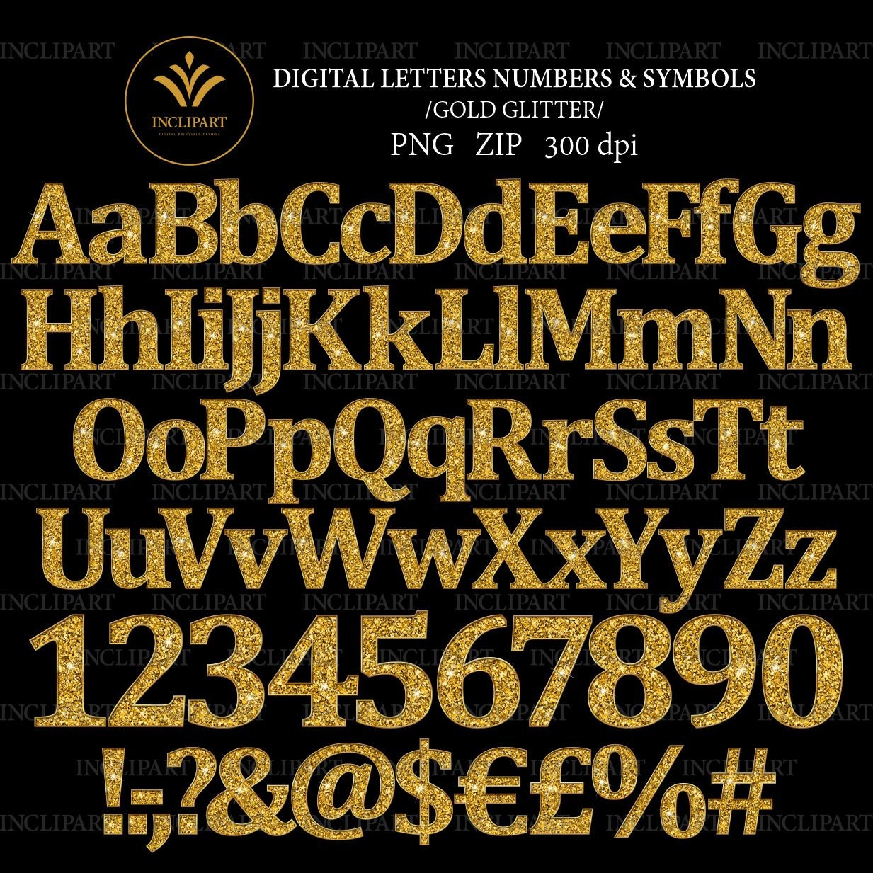 Gold Glitter Alphabet Digital Clipart PNG File Format. Letters - Etsy
