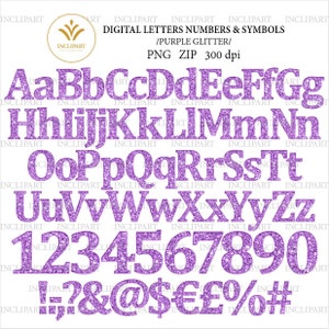 Purple Glitter Alphabet Digital Clipart PNG File Format. Letters ...