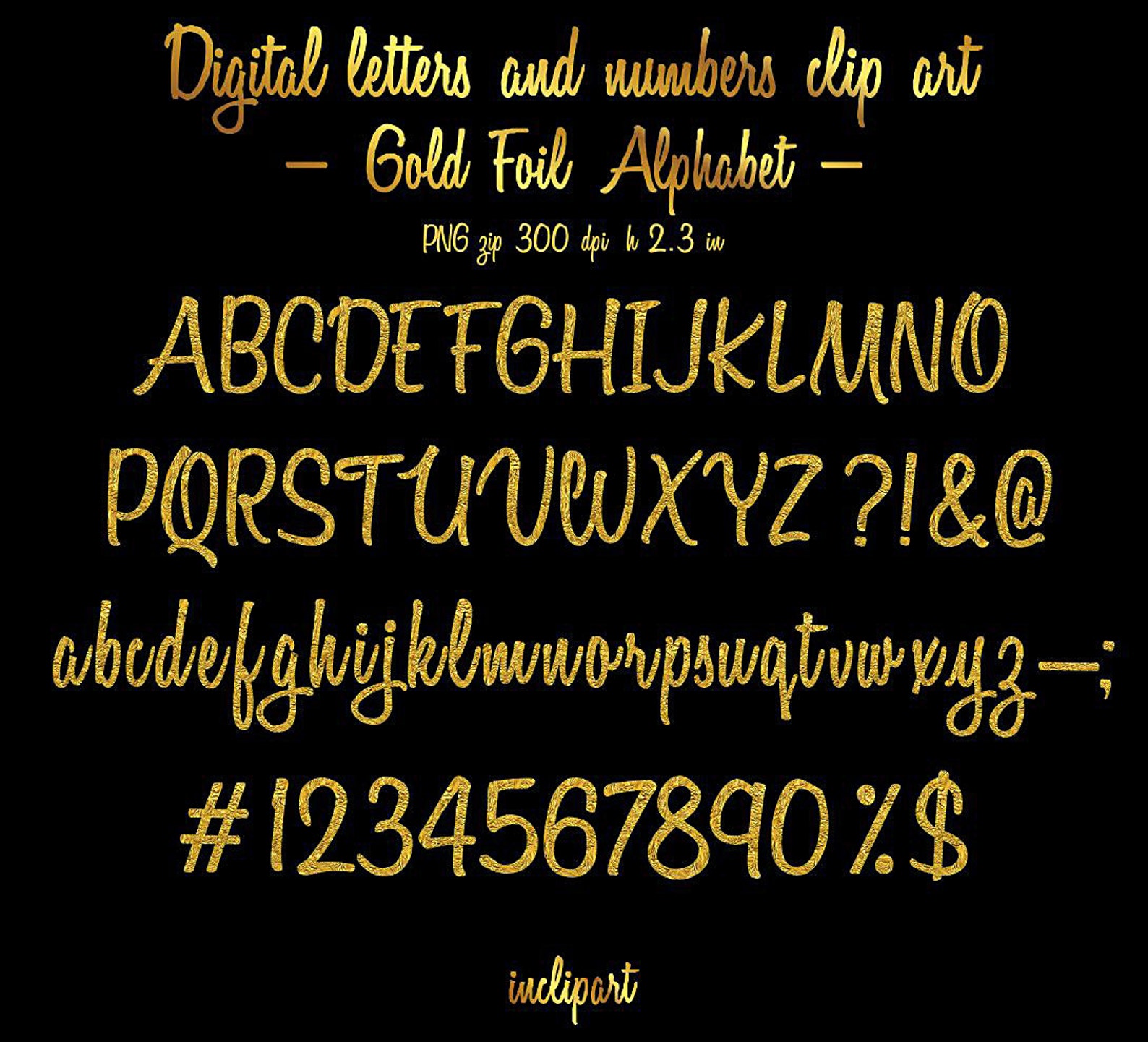 Gold Foil Alphabet Clipart. Crumpled Gold Foil Letters - Etsy