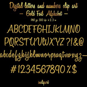 Gold Foil Alphabet Clipart. Crumpled Gold Foil Letters, Numbers ...