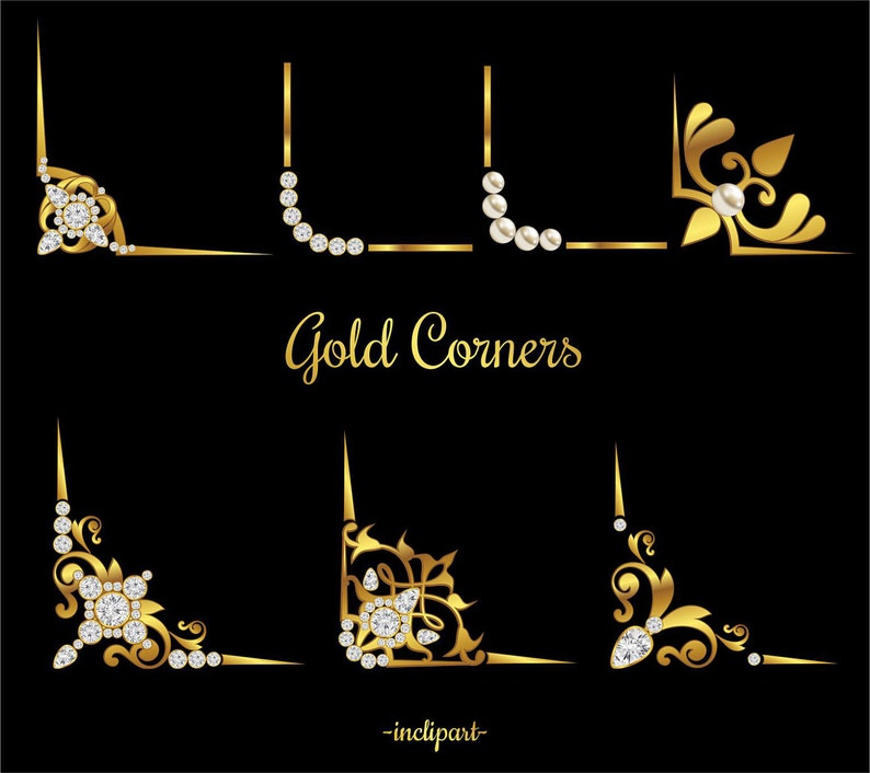 Gold Corner Page Divider Clipart Set Of 15 Various Etsy