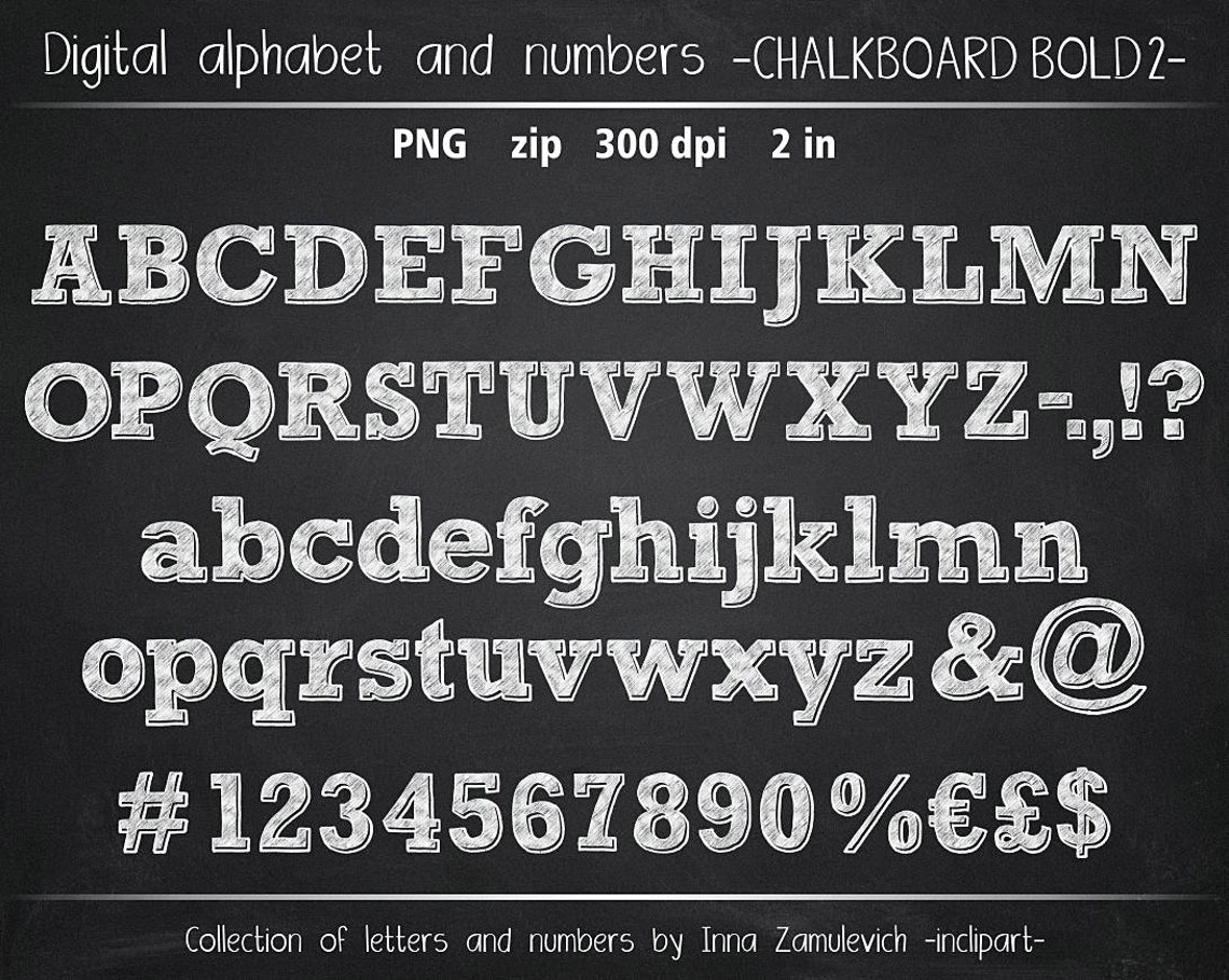 Chalk Numbers Letters & Symbols Clip Art. Chalkboard Alphabet | Etsy