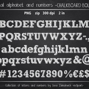 Chalk Numbers, Letters & Symbols Clip Art. Chalkboard Alphabet Bold ...