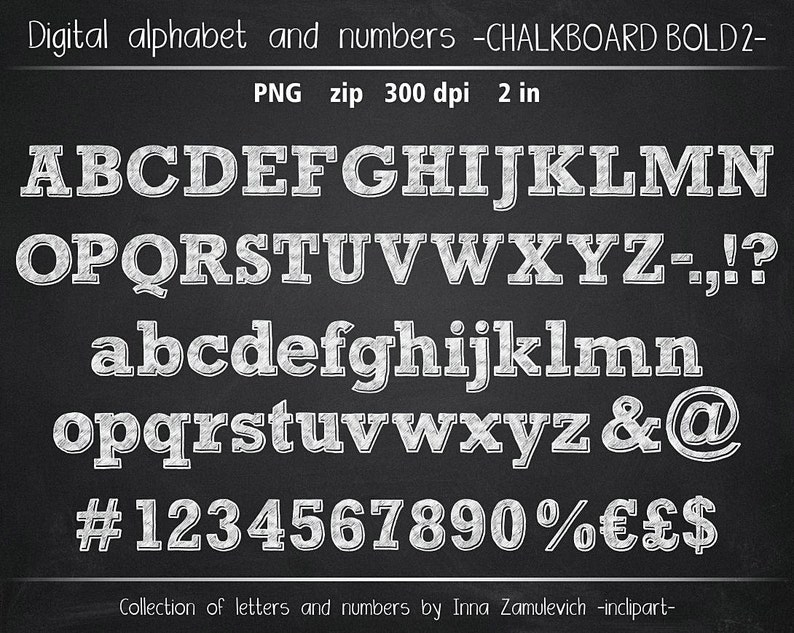 Chalk Numbers Letters & Symbols Clip Art. Chalkboard Alphabet - Etsy UK