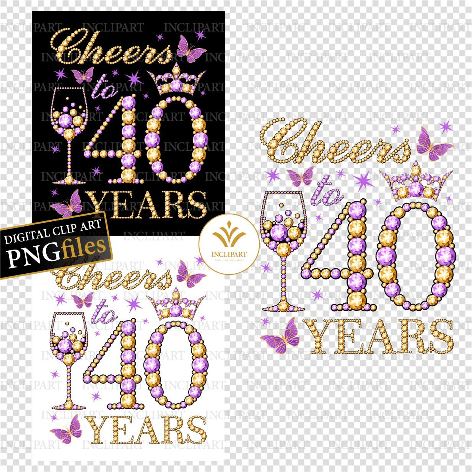 Cheers to 40 Years, Digital Clip Art PNG, JPG File Formats. 40th ...