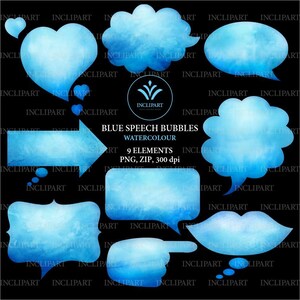 Watercolor Speech Bubbles Clip Art. Set of 9 Various Hand - Etsy UK