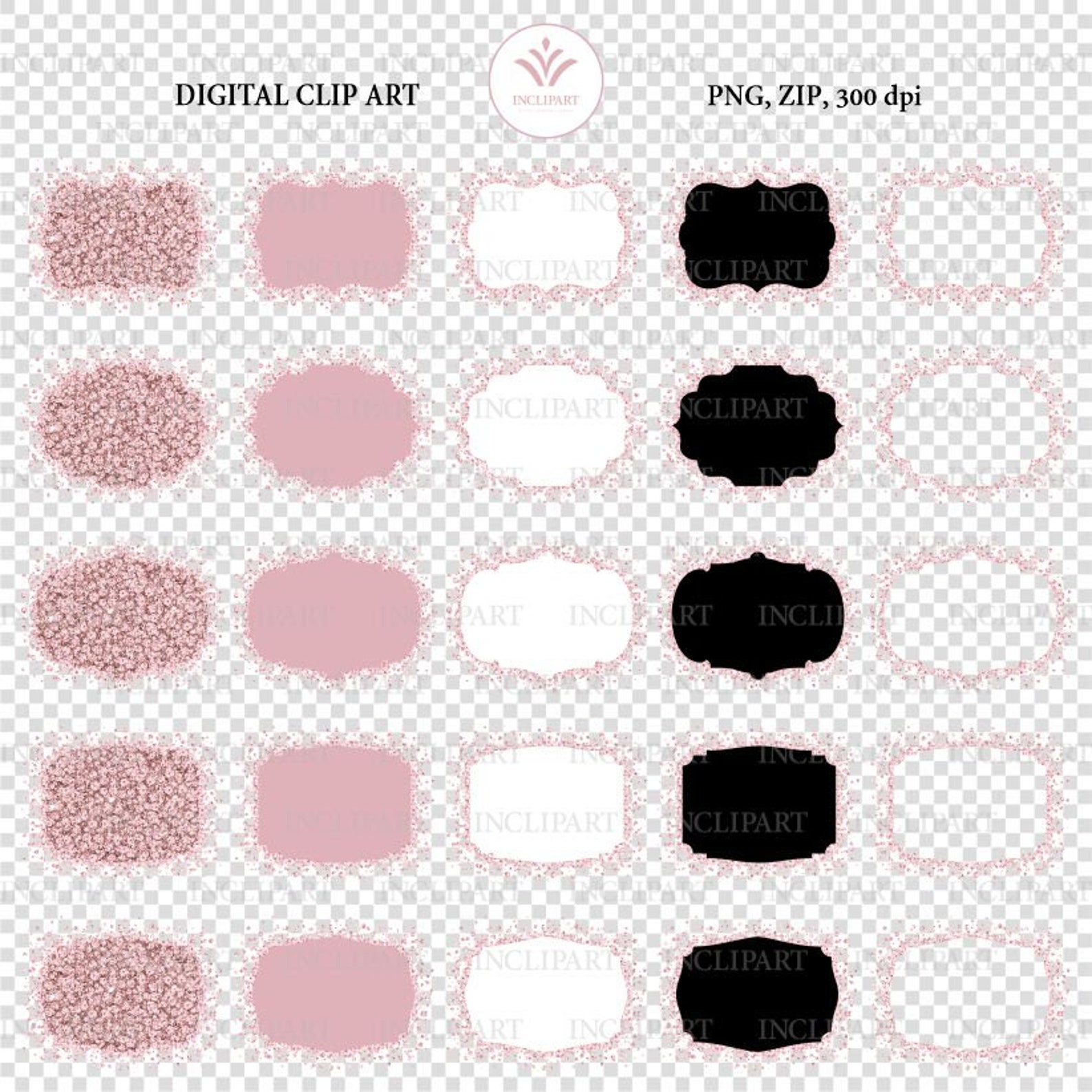 Rose Gold Diamond Frames, Overlay Digital Clipart PNG. Digital Sparkle ...