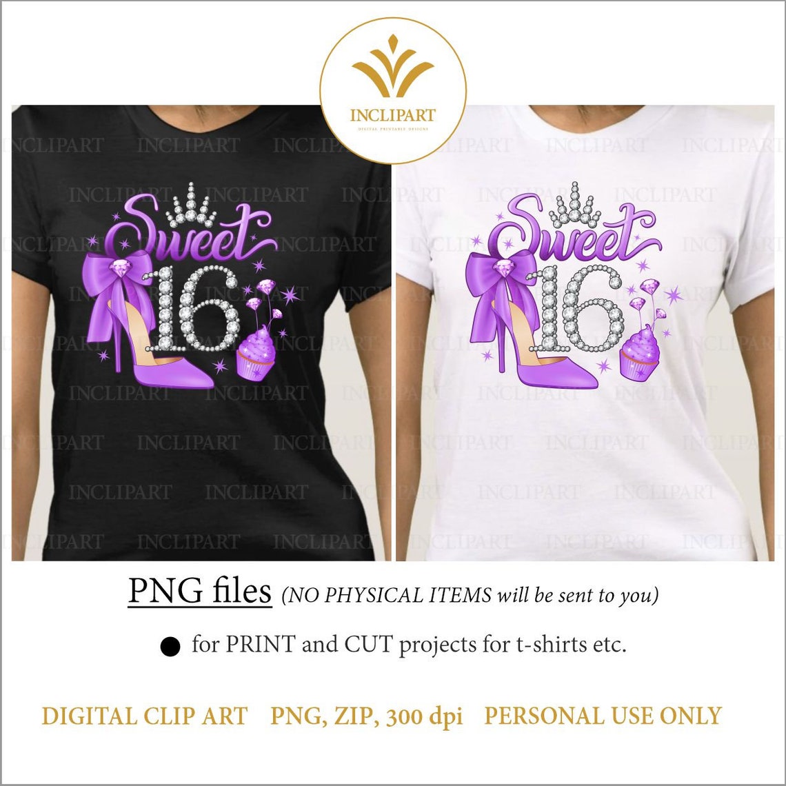Sweet 16 Digital PNG JPG Files. 16th Birthday Clip Art DIY - Etsy