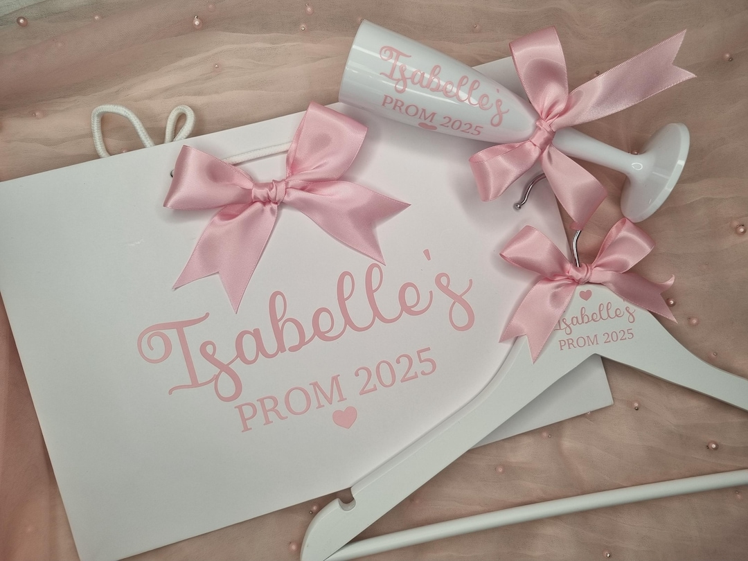 Personalised Prom Gift Set – Custom Gift Bag, Prom Hanger & Flute - Etsy UK