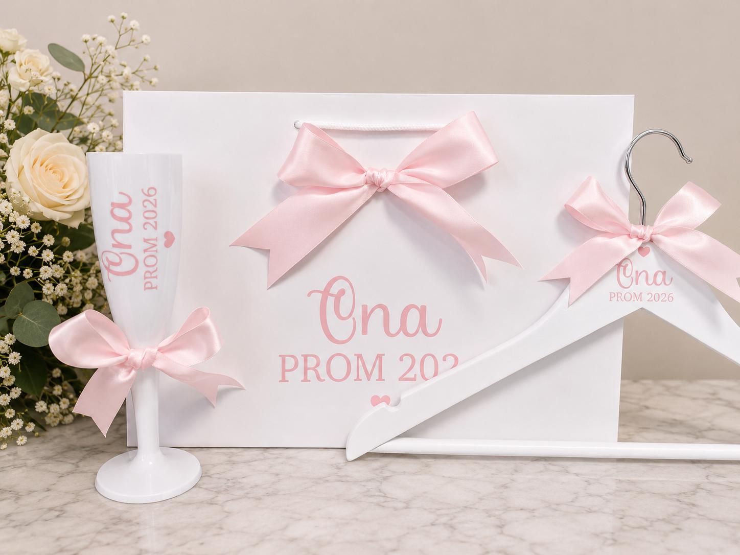 Personalised Prom Gift Set – Custom Gift Bag, Prom Hanger & Flute - Etsy UK