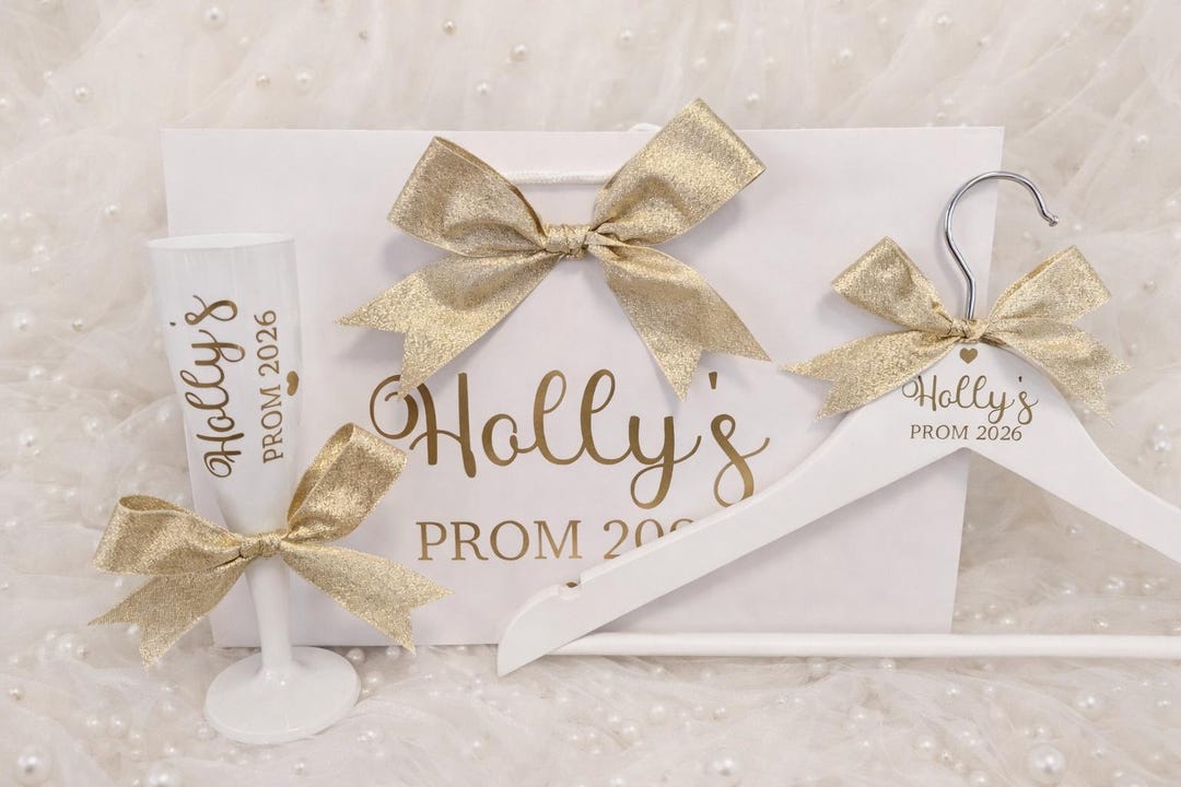 Personalised Prom Gift Set – Custom Gift Bag, Prom Hanger & Flute - Etsy UK