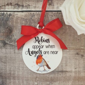 Robins Appear When Angels Are Near Personalised Christmas Tree Bauble ...