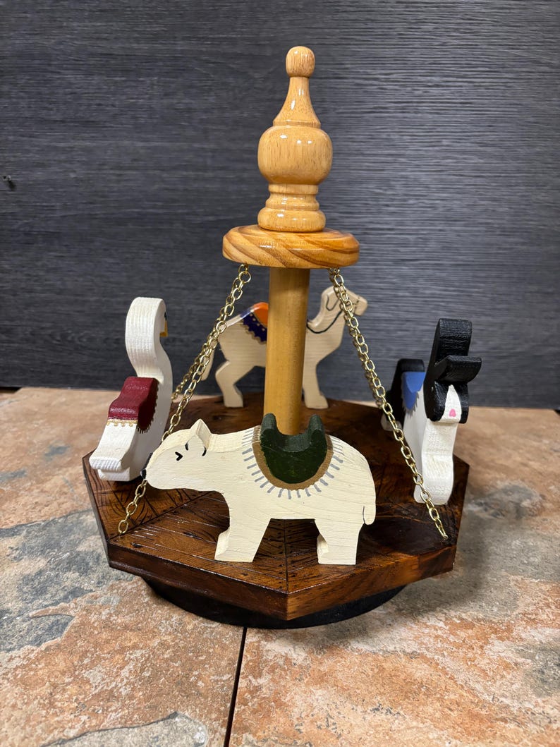 Handmade Wooden Carousel: Heirloom Animal Turning Toy - Etsy