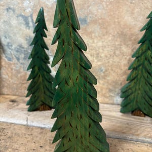 Handmade Evergreen Trees Cut From Pine. Wooden Tree Decorations Can Be ...