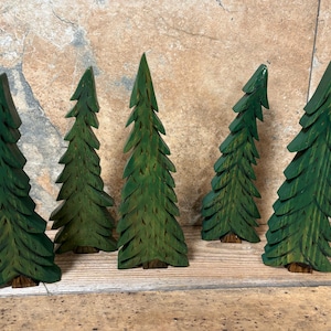 Handmade Evergreen Trees Cut From Pine. Wooden Tree Decorations Can Be ...