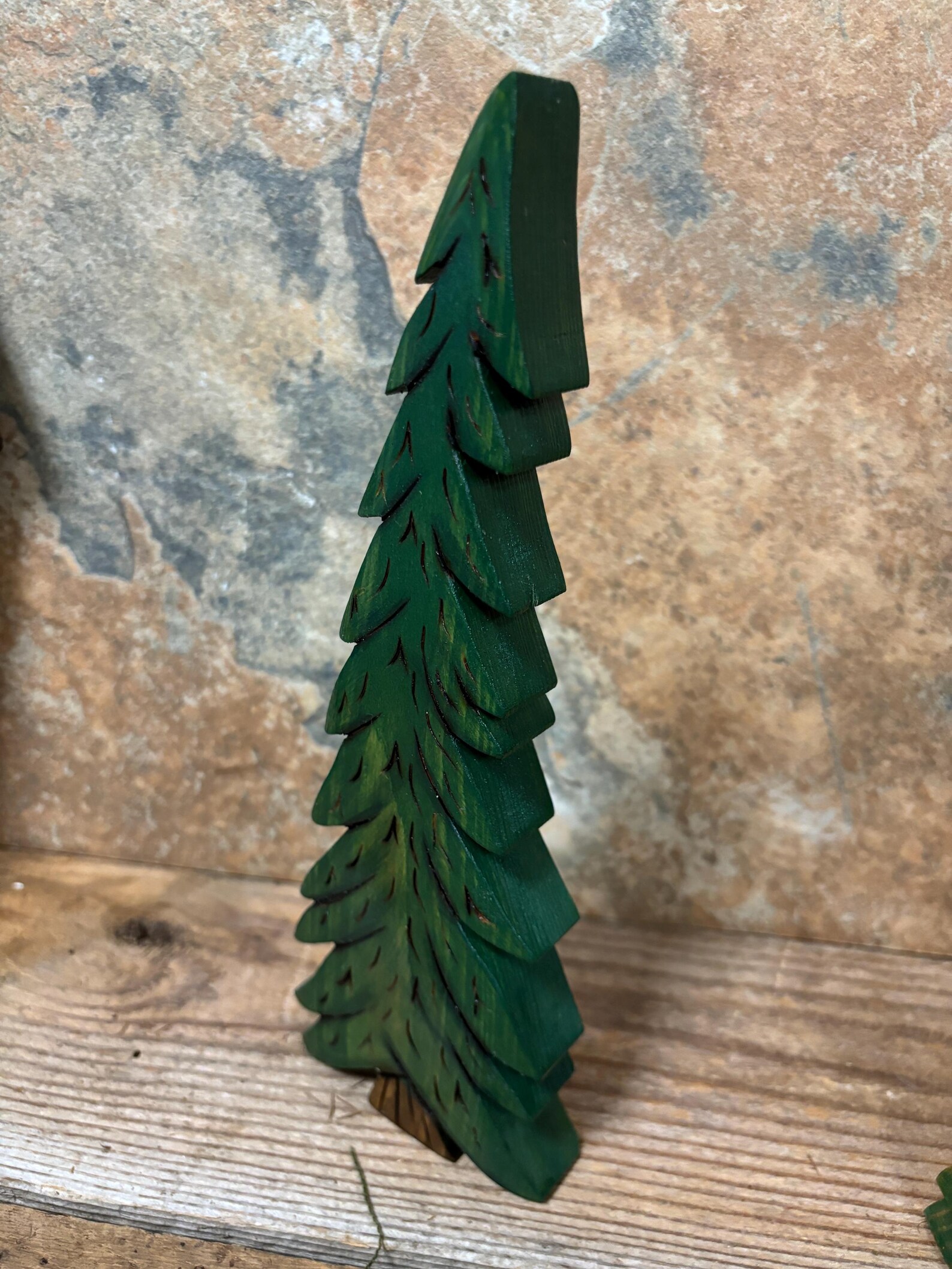 Handmade Evergreen Trees Cut From Pine. Wooden Tree Decorations Can Be ...
