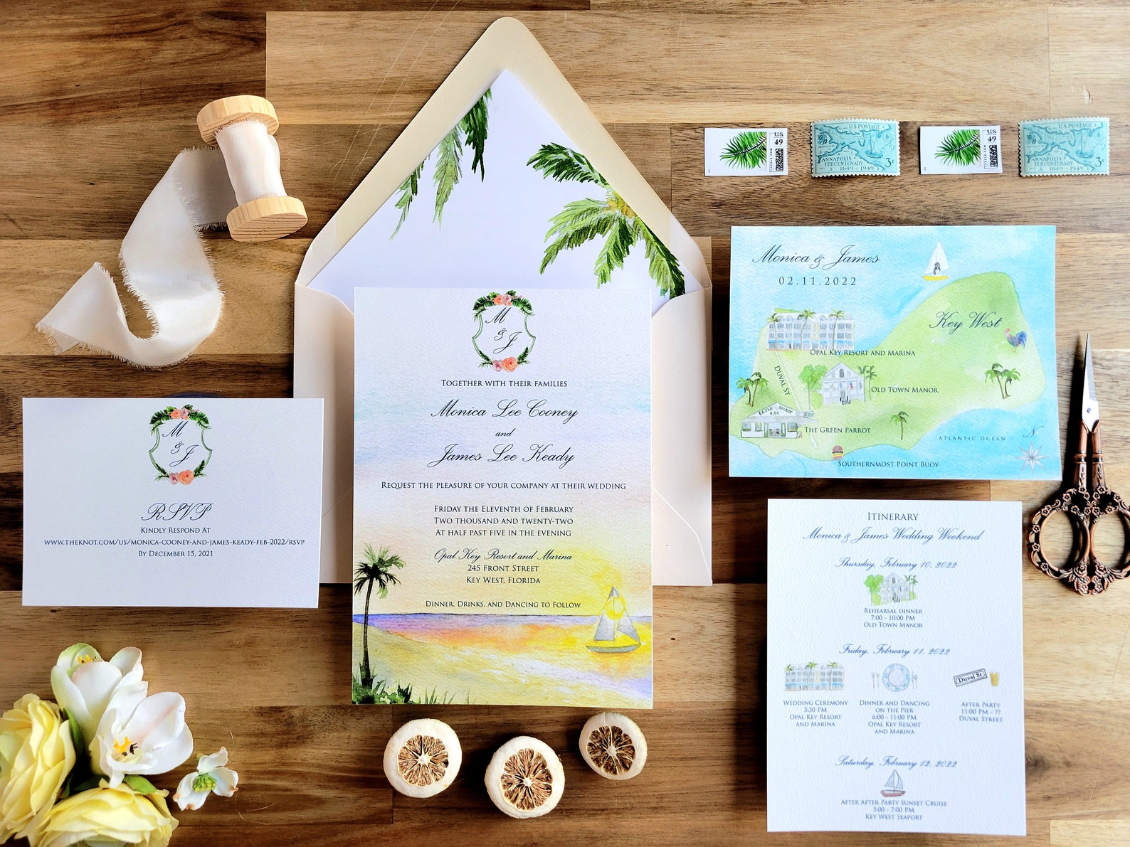 Key West Wedding Invitations, Opal Key Resort, Personalized Tropical ...