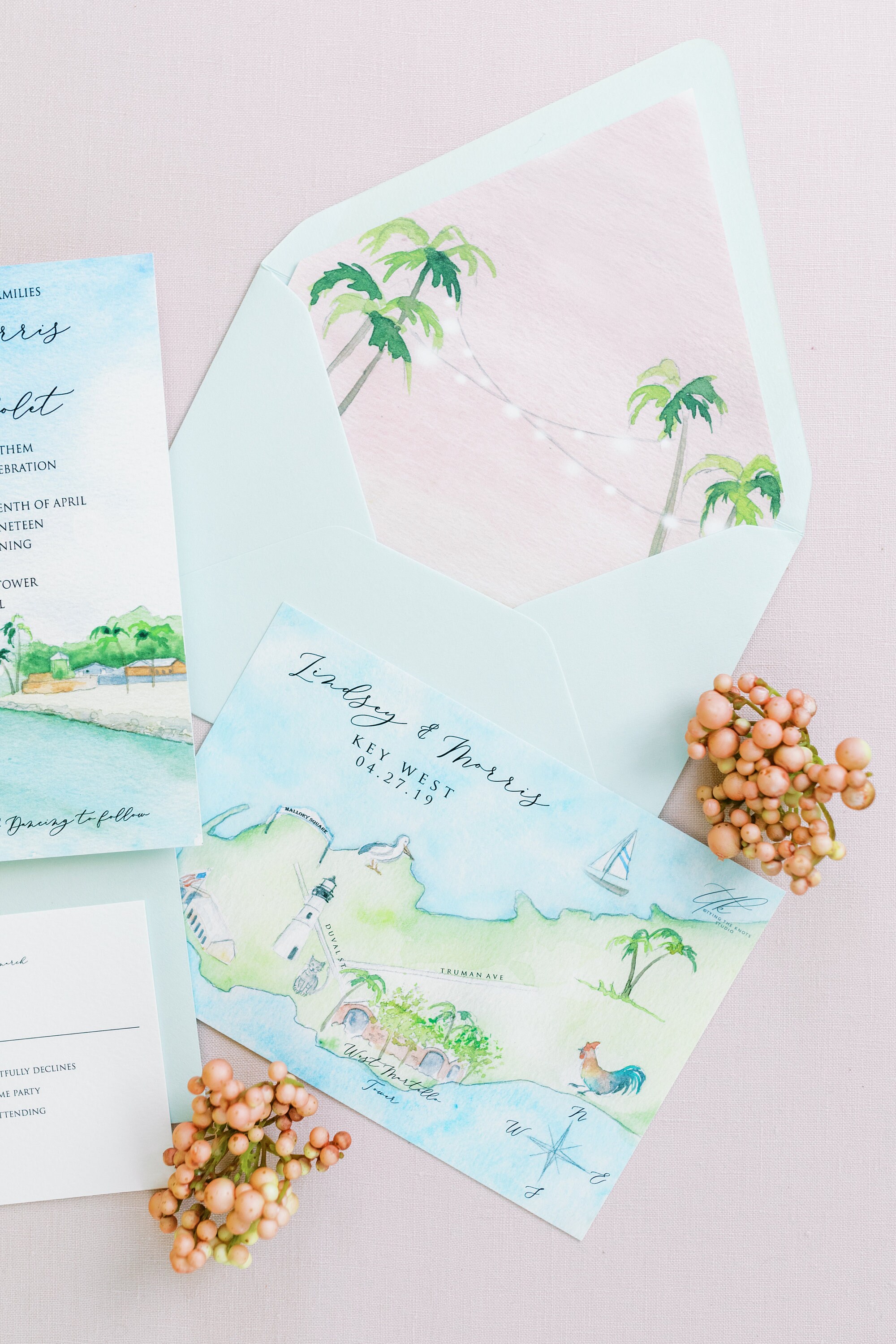 Key West Florida Wedding Key West Map Ocean Key Resort Gatefold Invite ...
