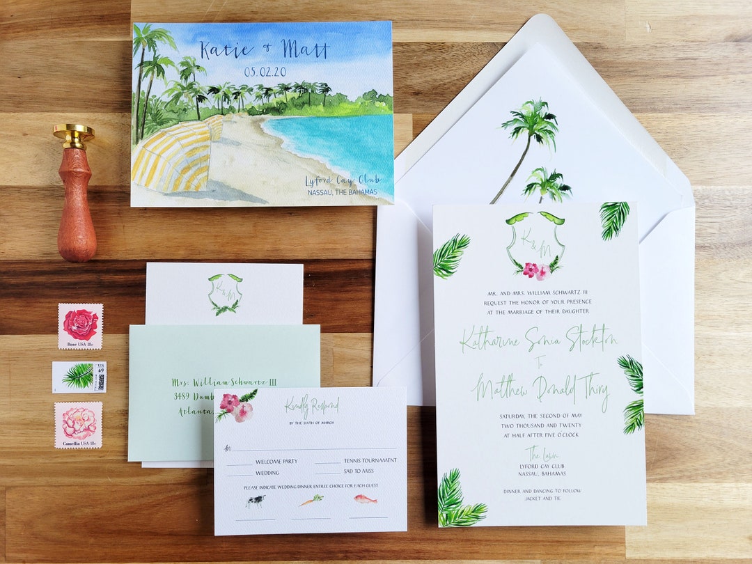 Bahamas Wedding Invitations | Lyford Cay Club | the Katie Collection ...