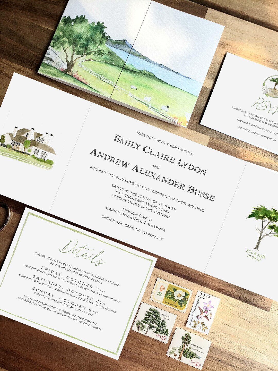 Carmel Wedding Invitations | Mission Ranch | the Emily Collection ...