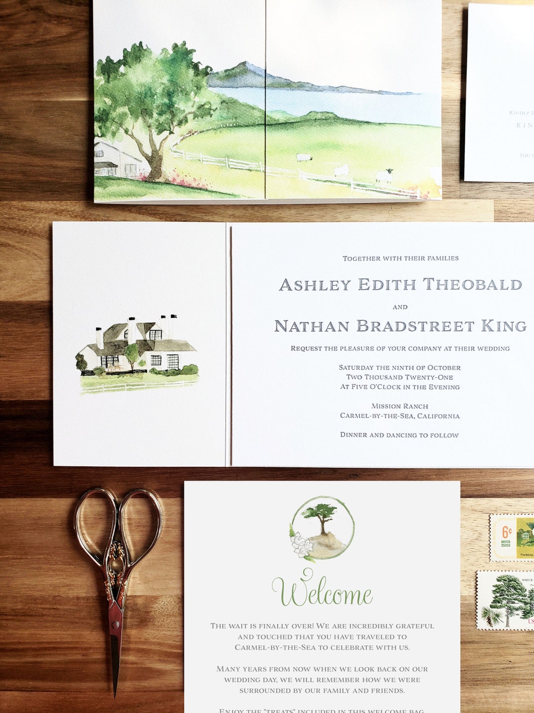Carmel Wedding Invitations Mission Ranch the Ashley Collection ...