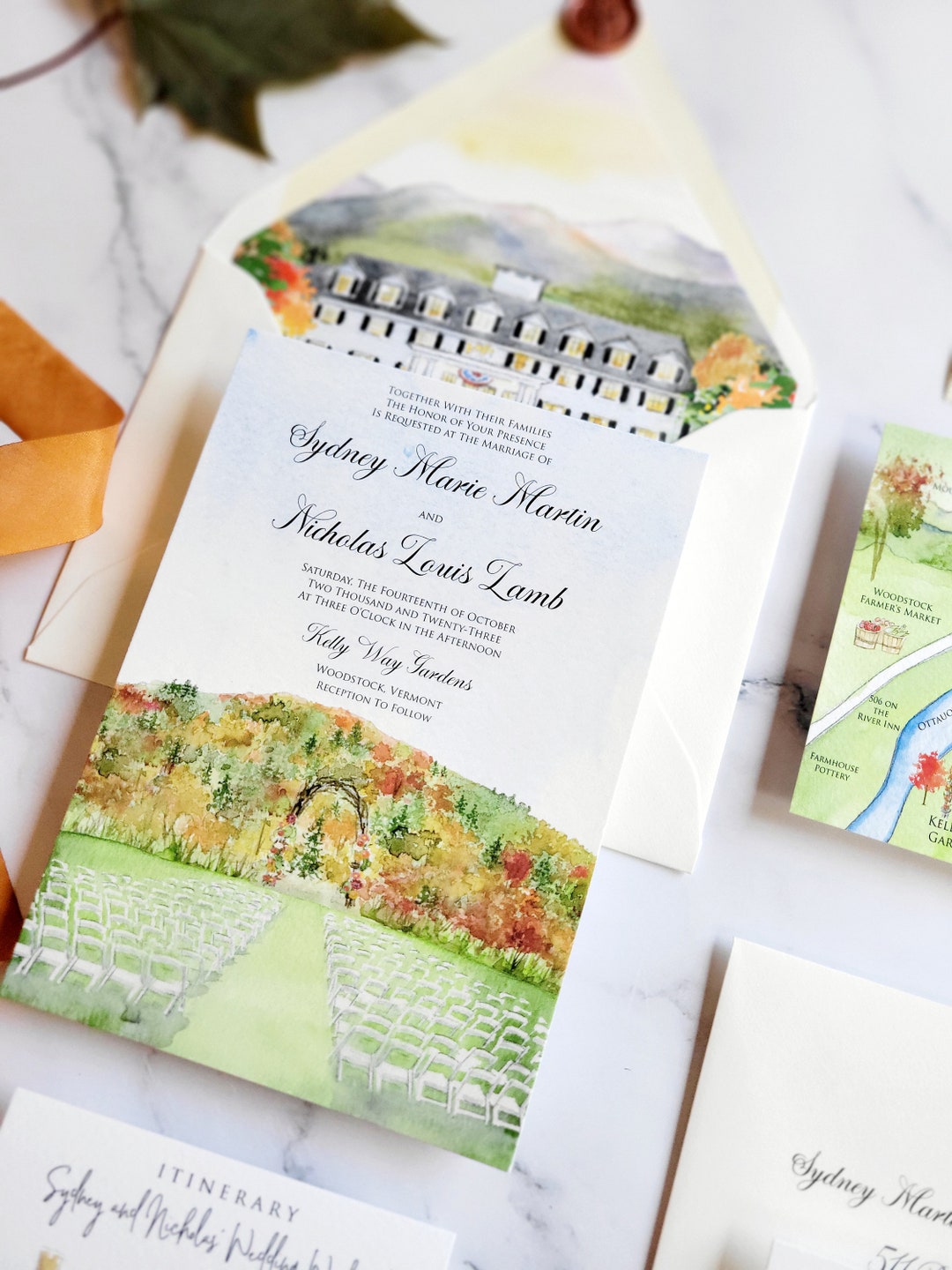 Woodstock, Vermont Fall Wedding Invitations, Kelly Way Gardens ...