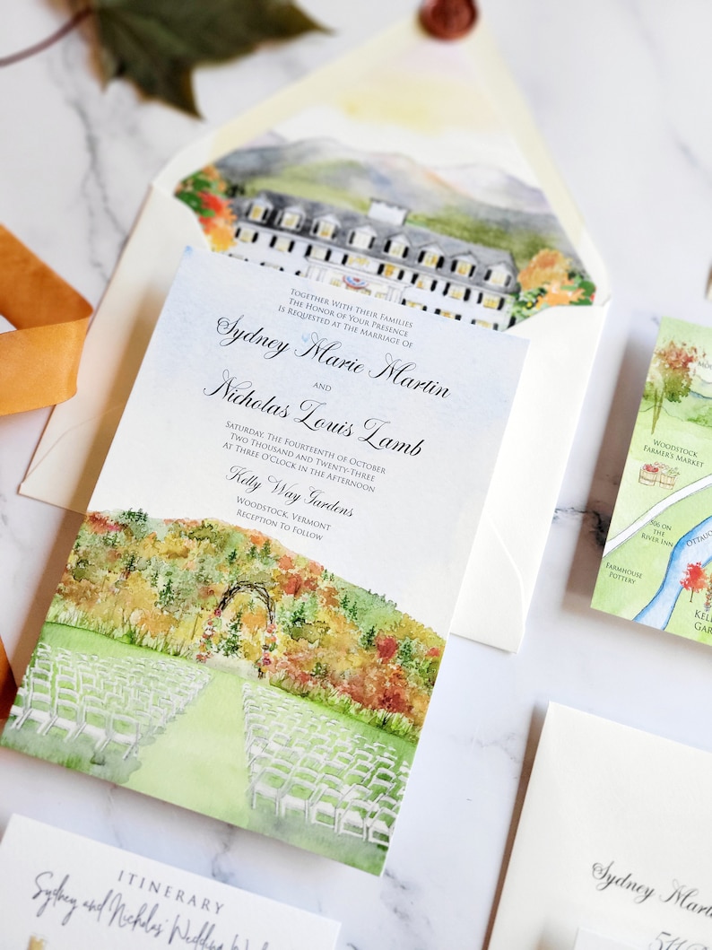 Woodstock, Vermont Fall Wedding Invitations, Kelly Way Gardens ...