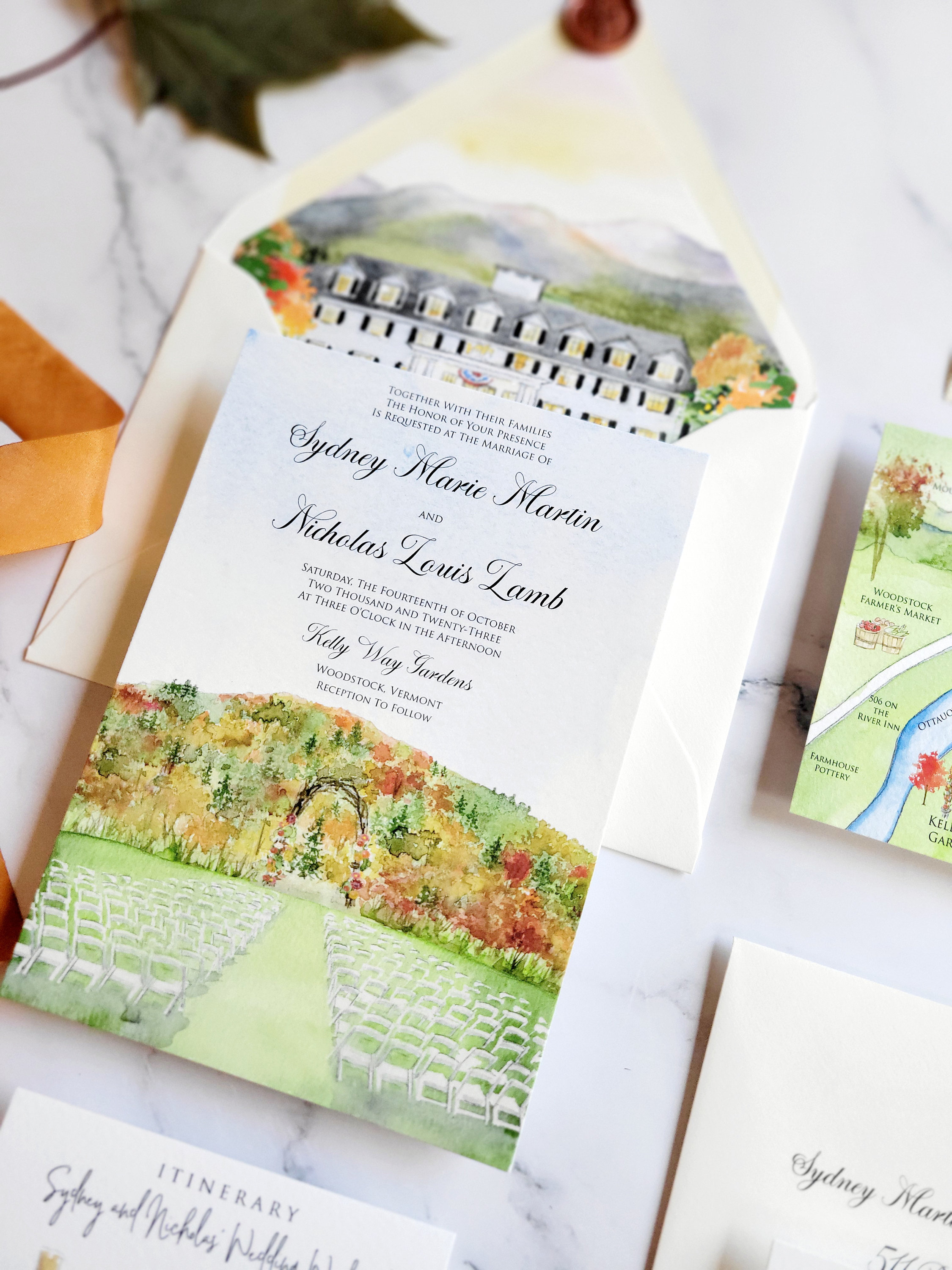Woodstock, Vermont Fall Wedding Invitations, Kelly Way Gardens ...