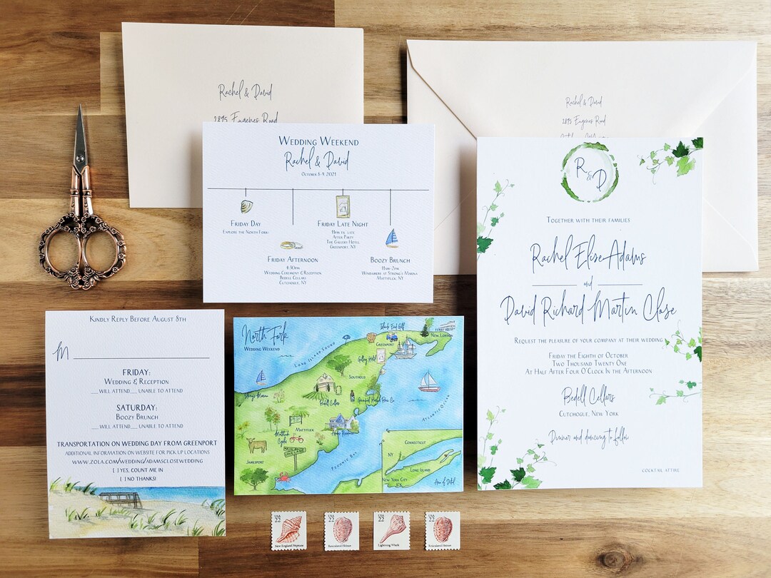 North Fork Vineyard Wedding Invitations and Insert Cards Bedell Cellars ...