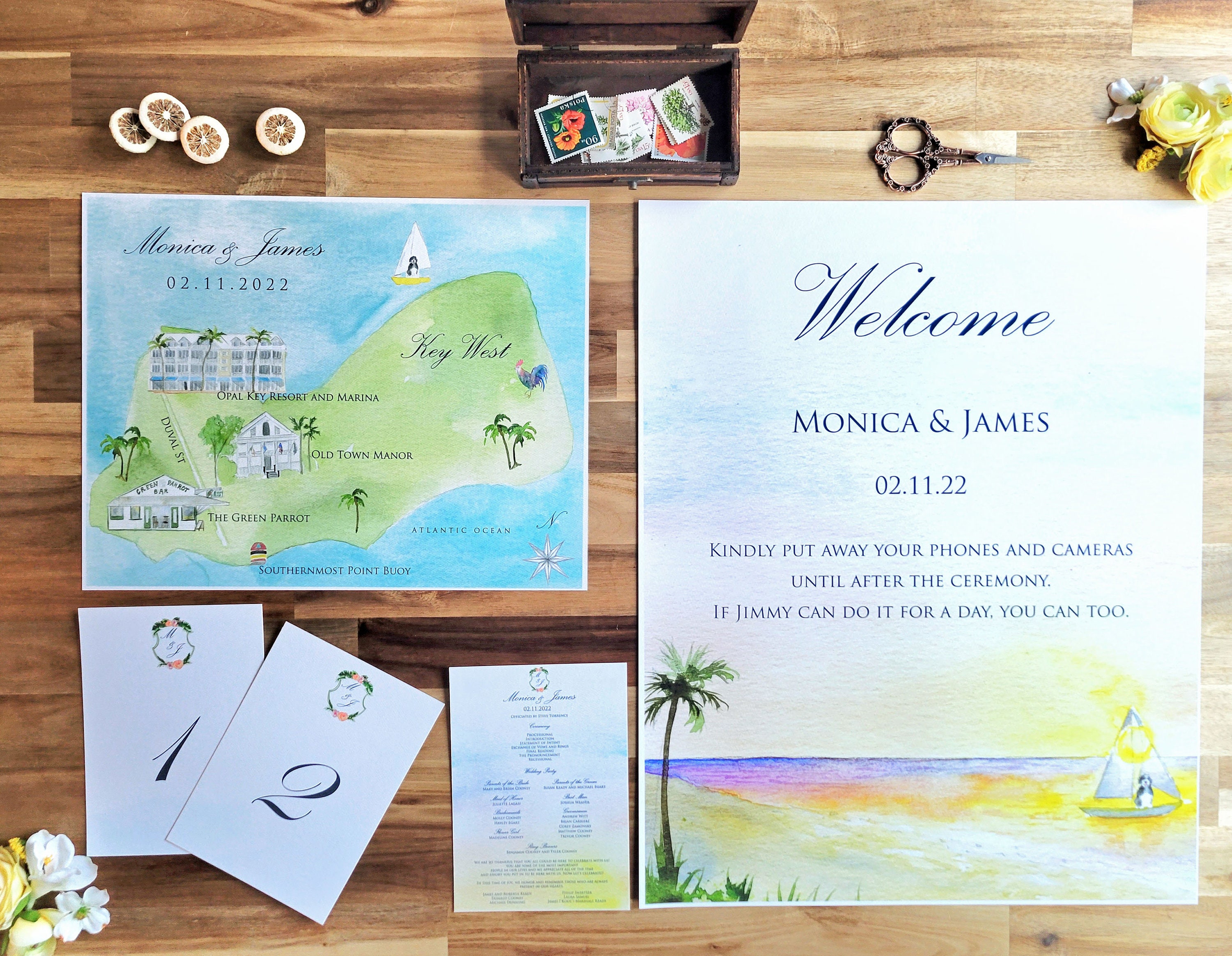 Key West Wedding Invitations, Opal Key Resort, Personalized Tropical ...