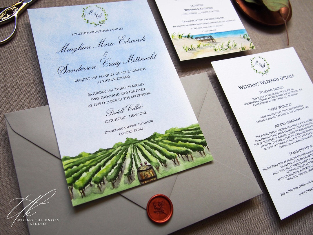 North Fork Wedding Invitations | Bedell Cellars | the Meaghan ...