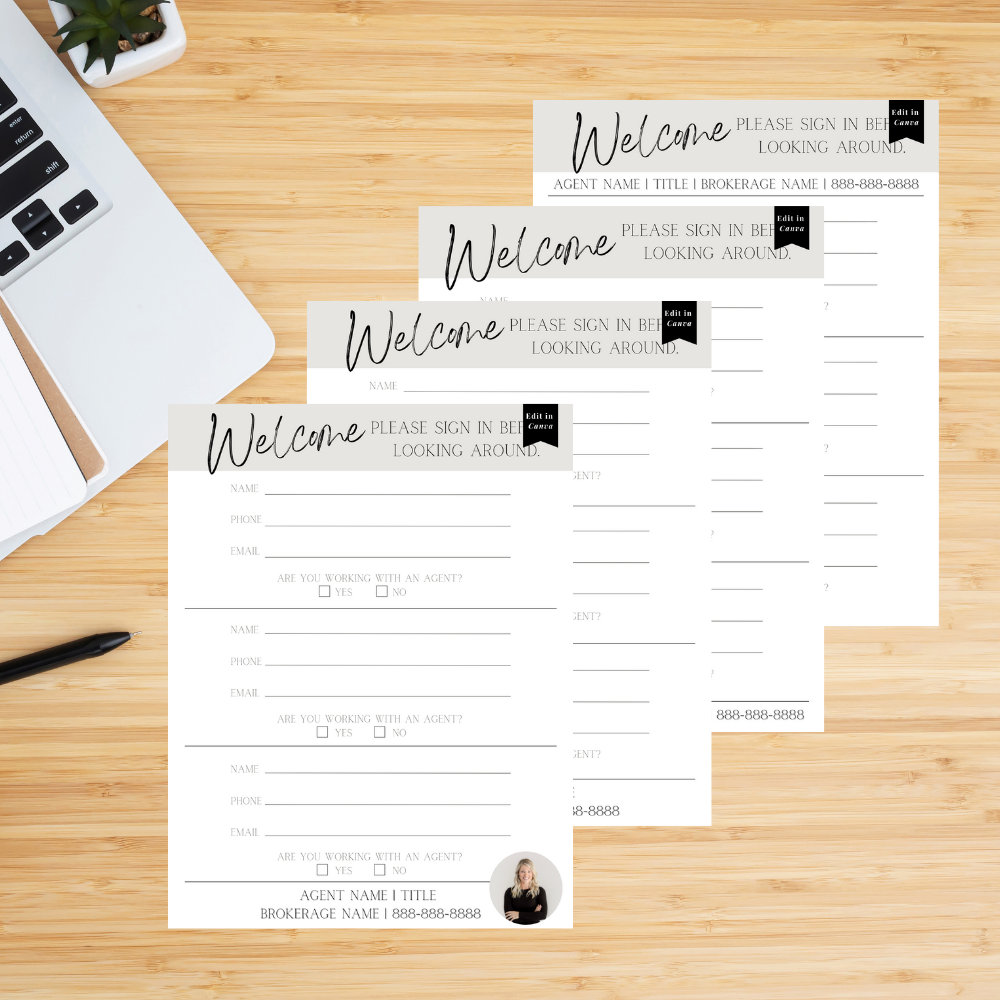 Open House Welcome Sign-in Sheet Editable Real Estate Printable With 4 ...