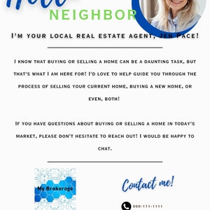 Hello Neighbor Marketing Letter for Realtors and Lenders Real Estate ...