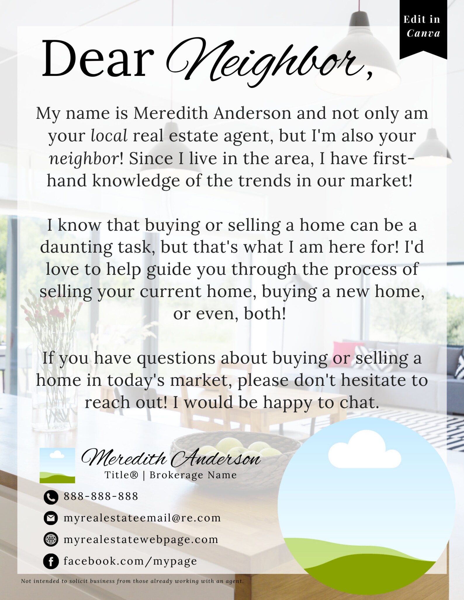 Dear Neighbor, Neighborhood Farming Letter Real Estate Agent Marketing ...