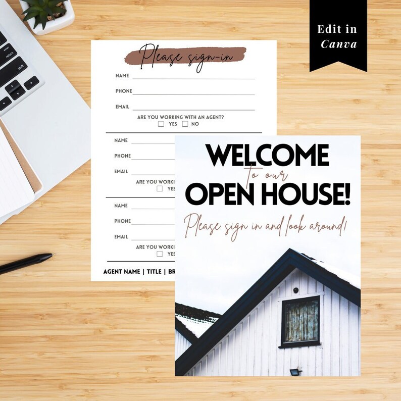 Open House 2 Pack, Sign in and Welcome Page Real Estate Agent ...
