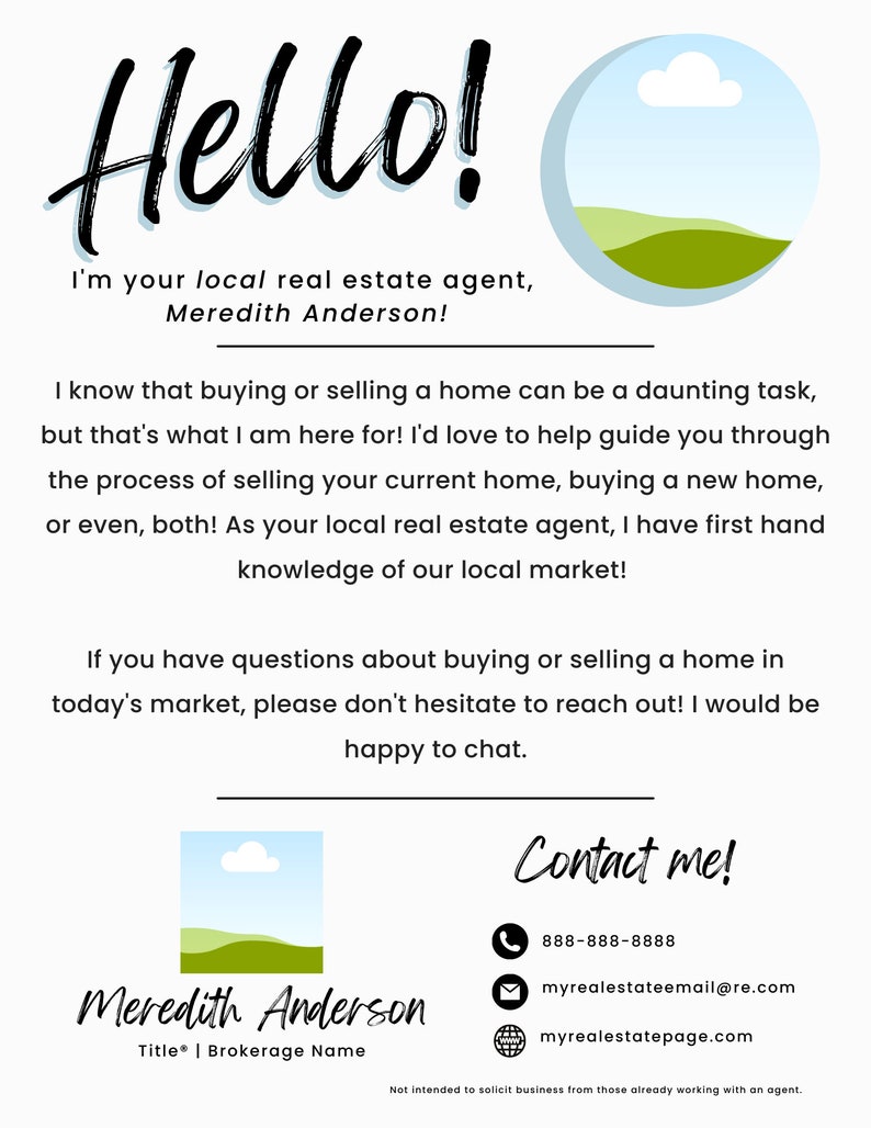 Hello Introduction Letter Mailer for Real Estate | Neighborhood Mailer ...