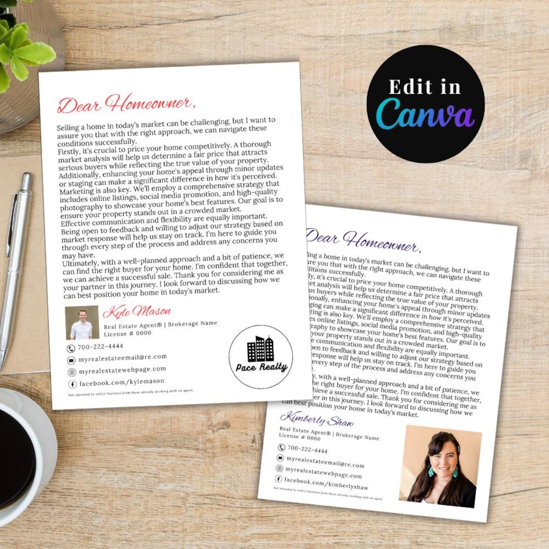 NEW* Dear Homeowner Marketing Letter for Real Estate Agents | Real ...