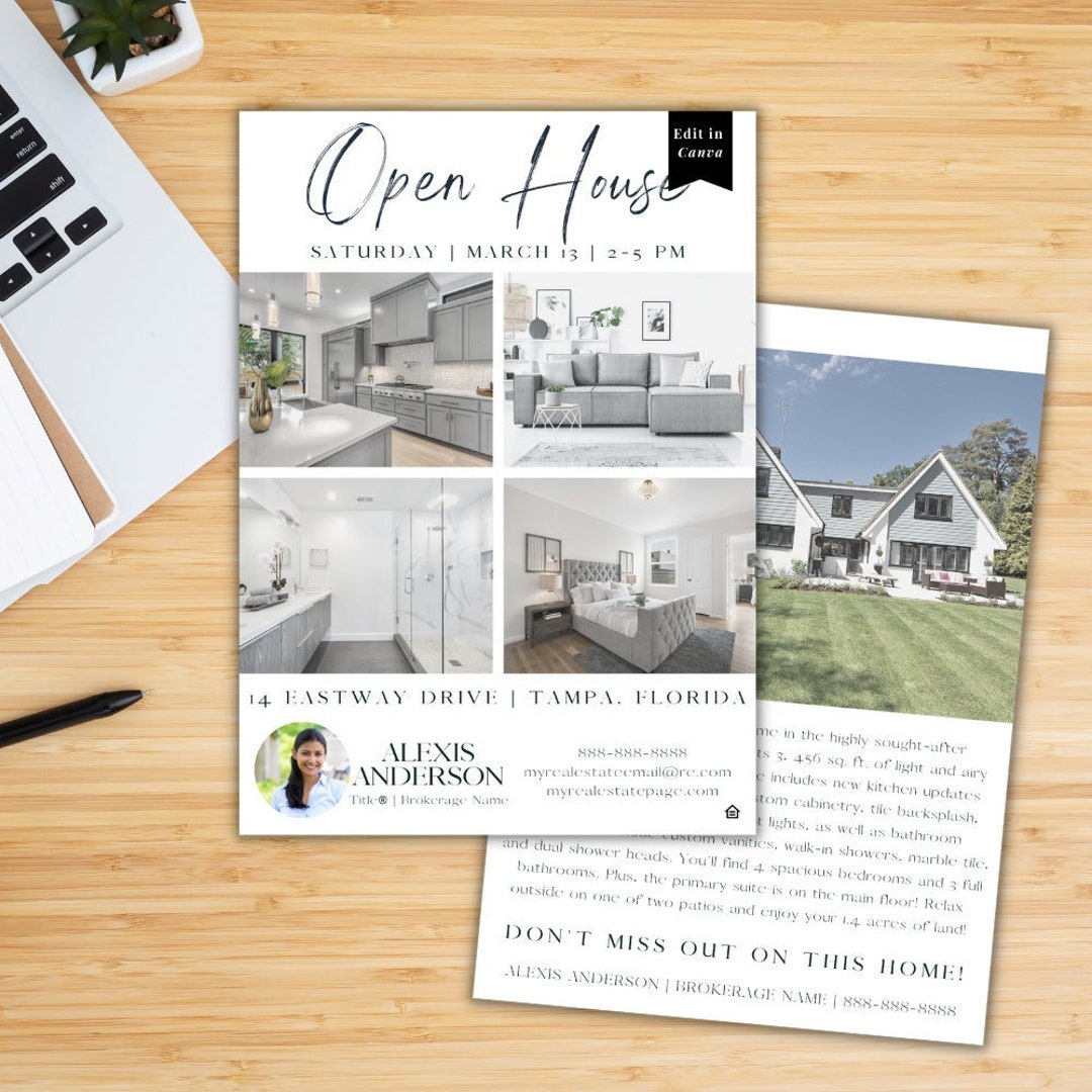 Open House Neighborhood Flyer Two-sided Marketing and Advertising Flyer ...