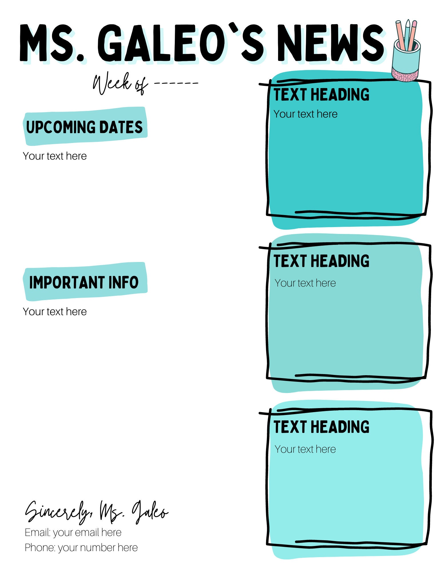 Teacher Newsletter Editable With Canva Preschool and Elementary Teacher ...