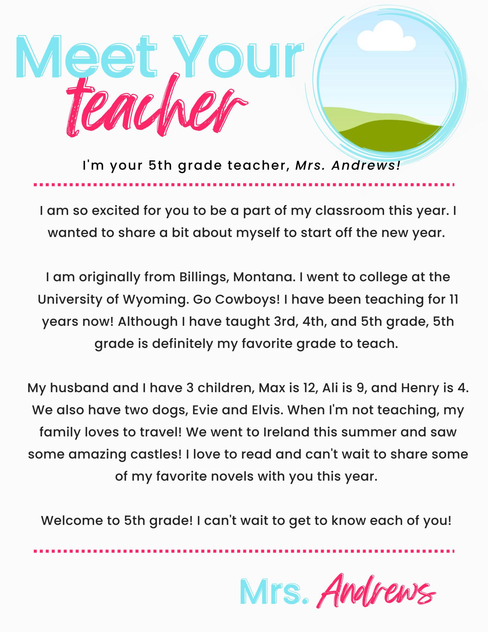 Meet Your Teacher Letter Template: Editable Canva Design (digital ...