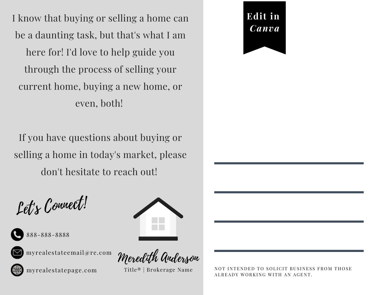 Hello Neighbor Real Estate Postcard Template | Editable Canva Marketing ...