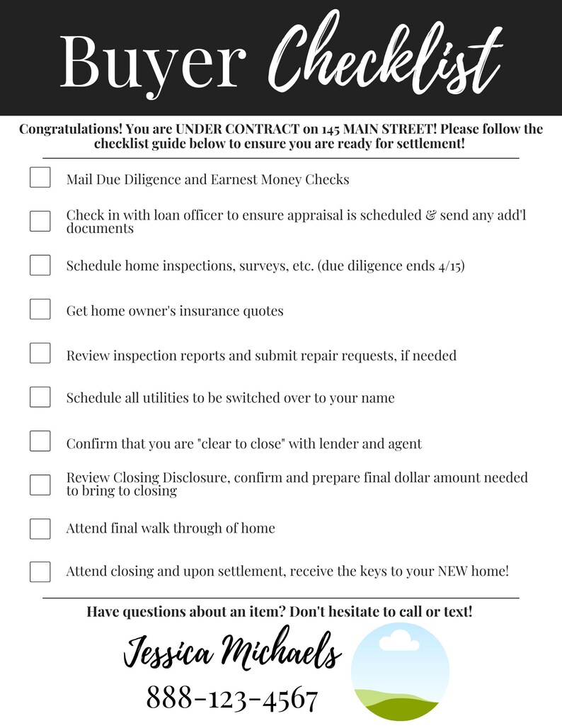 Home Buyer Closing Checklist | Under Contract to Closing Guide | Real ...