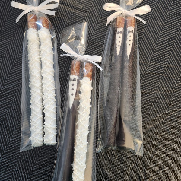 Bride and Groom Pretzel Rods - Etsy
